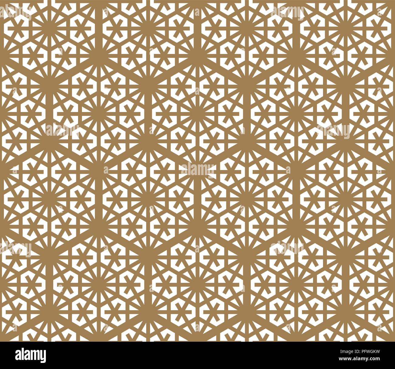 Seamless pattern based on Japanese ornament Kumiko.Hexagon grid.Golden ...