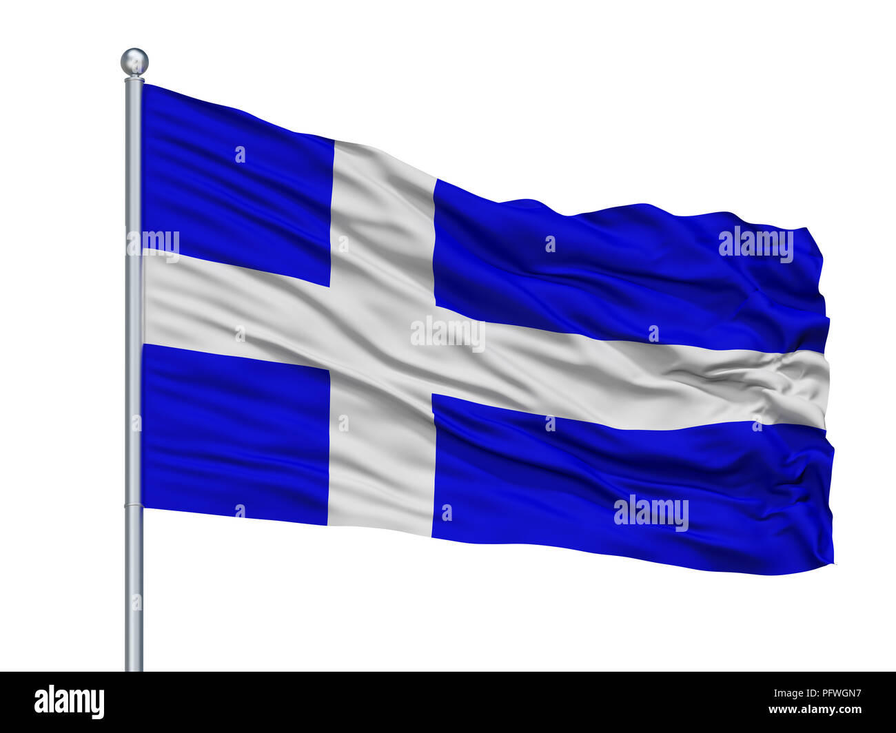 Calais City Flag On Flagpole, France, Isolated On White Background ...
