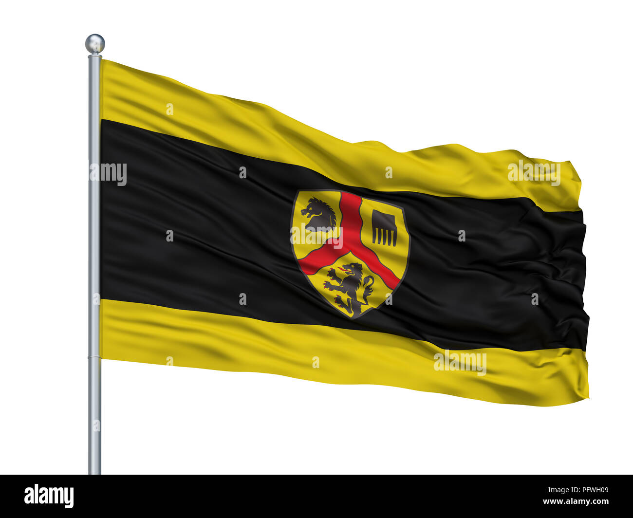 Harsewinkel City Flag On Flagpole, Germany, Isolated On White ...