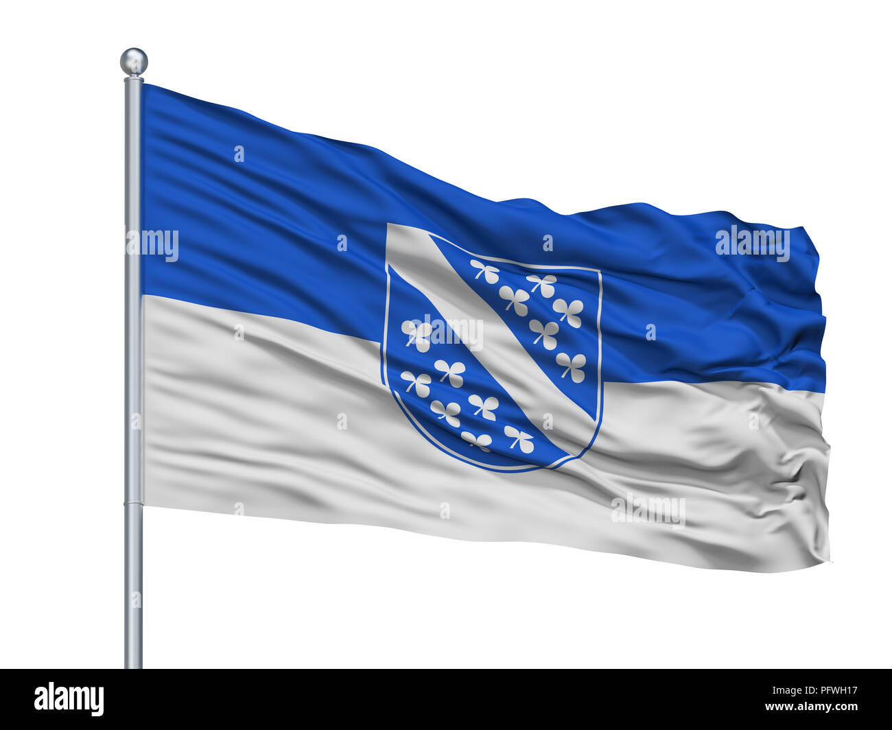 Kassel City Flag On Flagpole, Germany, Isolated On White Background ...
