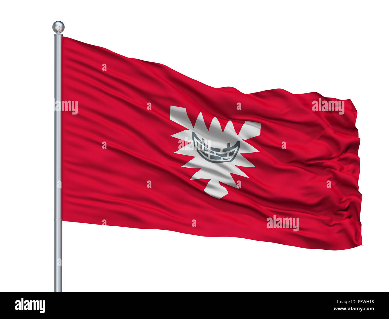 Kiel City Flag On Flagpole, Germany, Isolated On White Background Stock ...