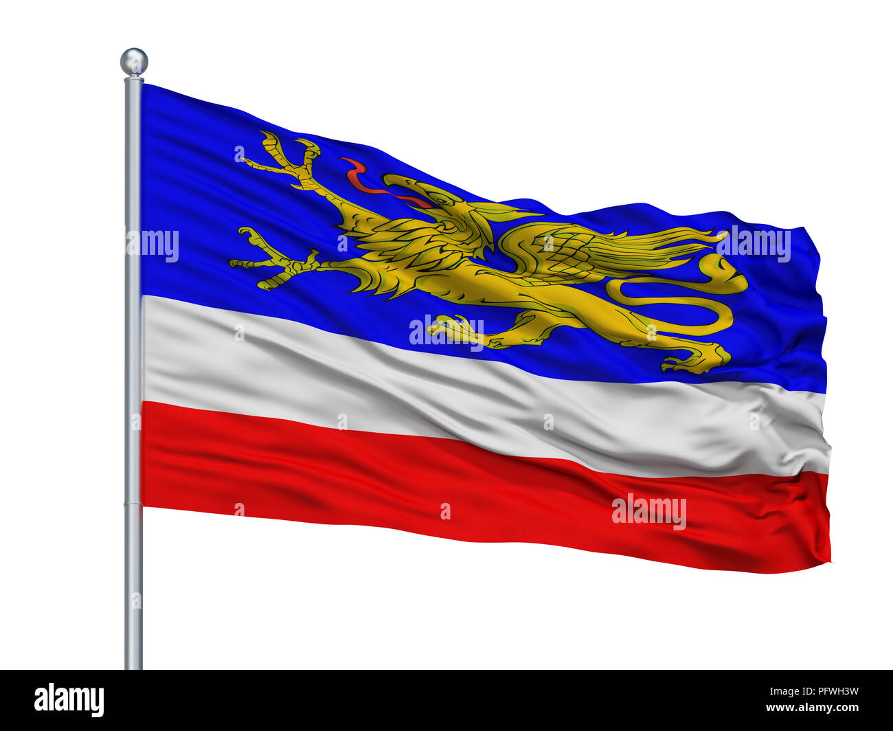 Rostock City Flag On Flagpole, Germany, Isolated On White Background ...
