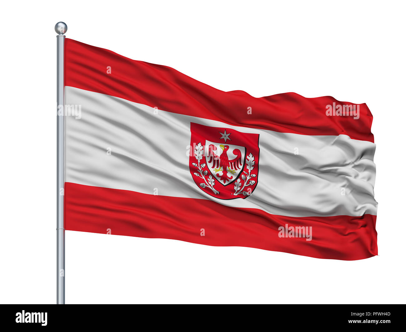 Teltow City Flag On Flagpole, Germany, Isolated On White Background ...