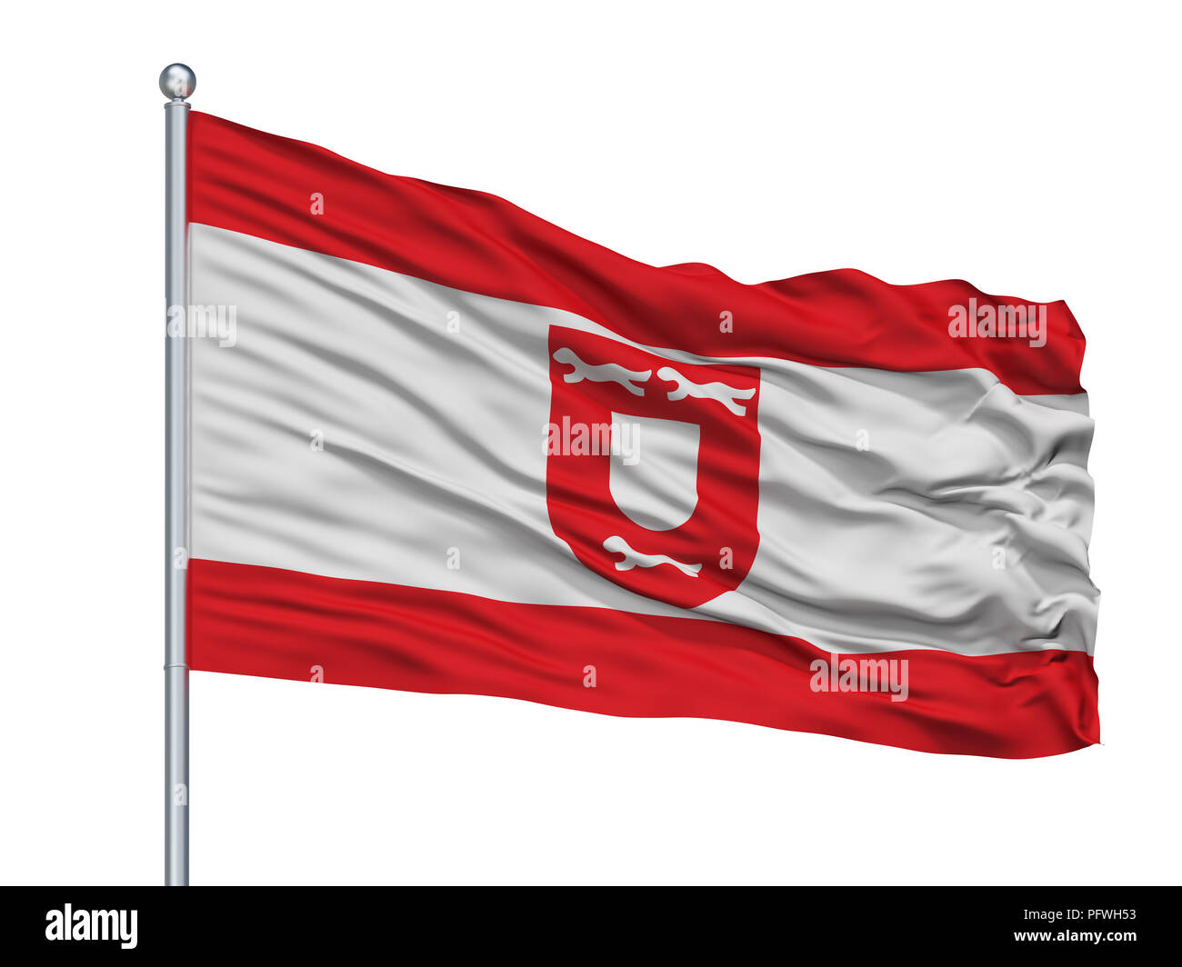 Wesel City Flag On Flagpole, Germany, Isolated On White Background ...