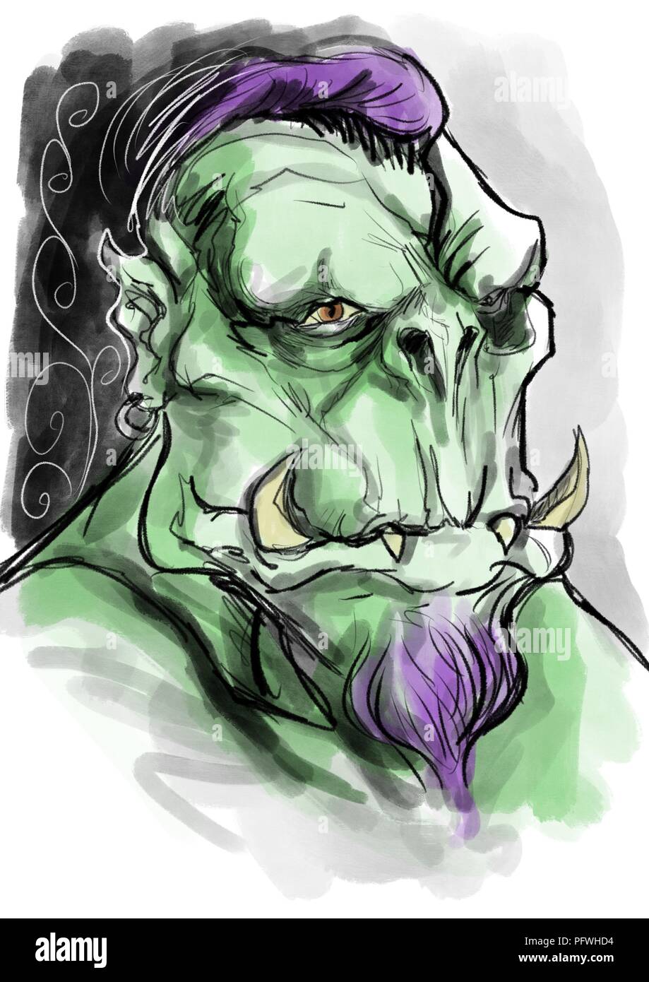 ugly orc portrait Stock Photo - Alamy
