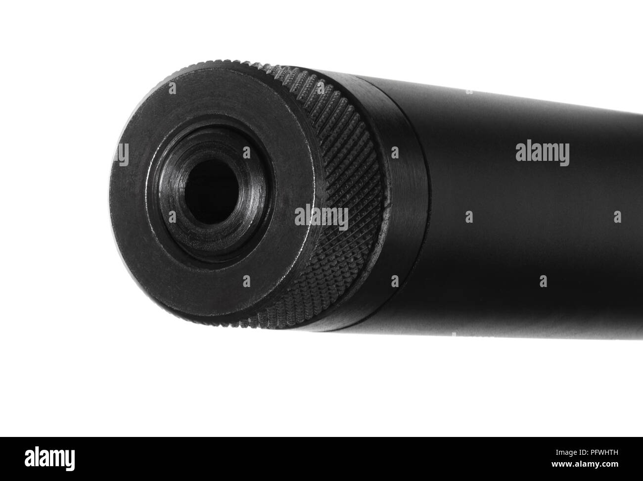 Nut that protects the threads on the end of a rifle barrel Stock Photo ...