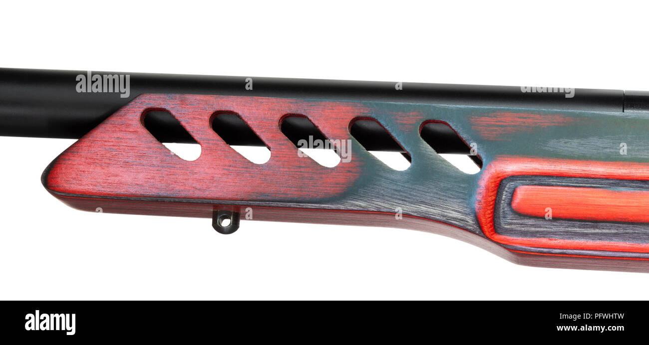 Laminated wood rifle stock with holes at the front Stock Photo - Alamy