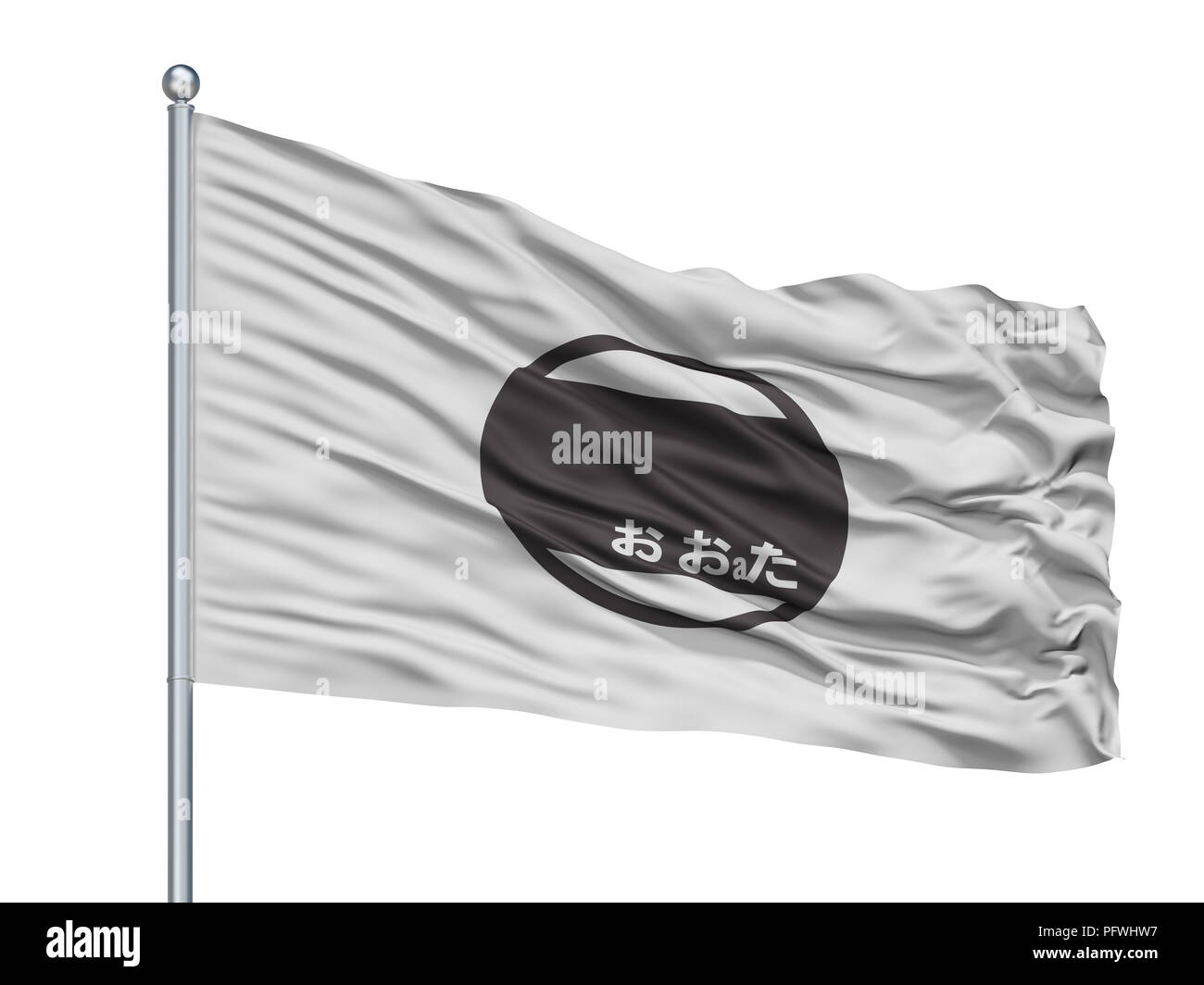 Ota City Flag On Flagpole, Japan, Gunma Prefecture, Isolated On White ...