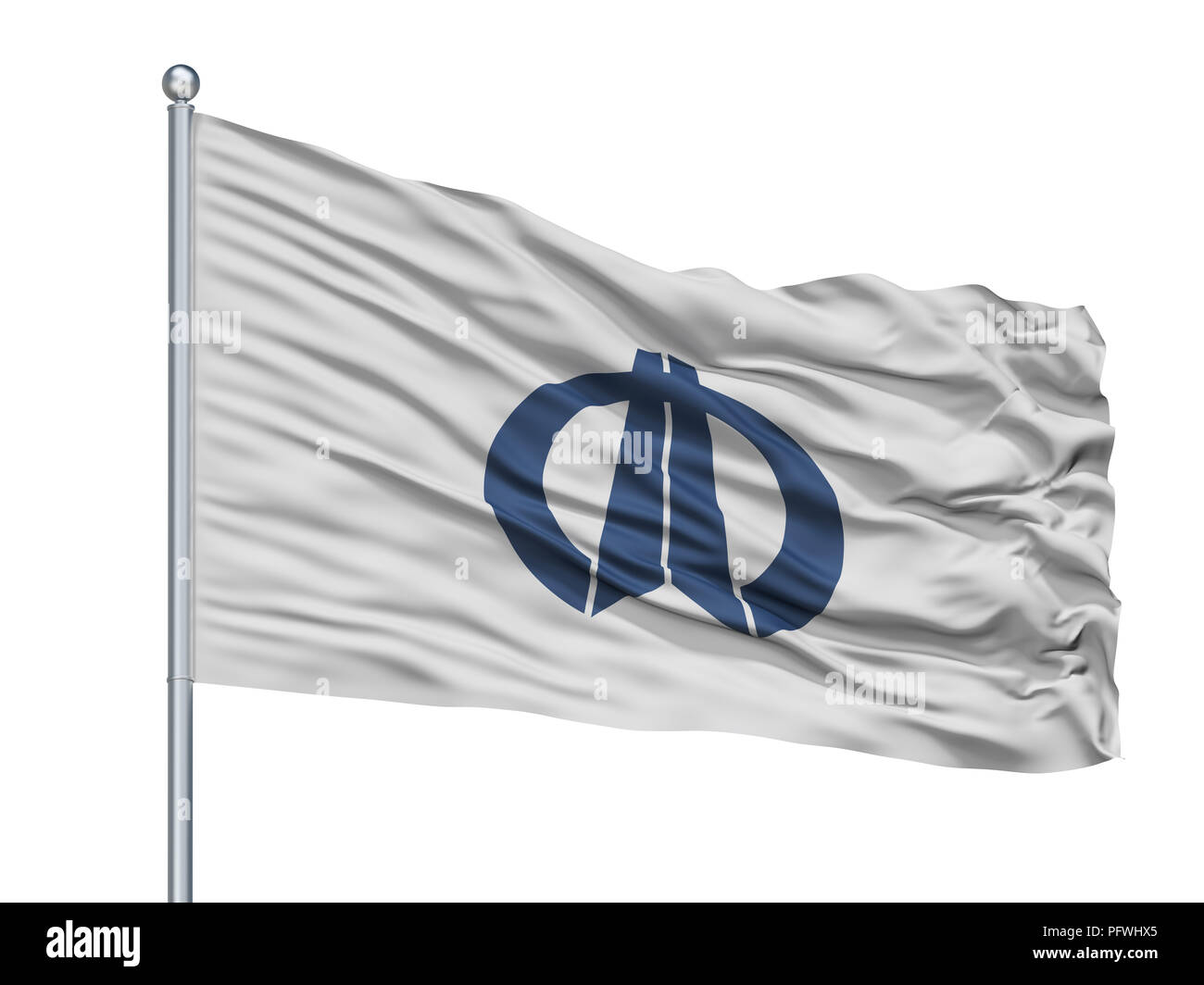 Sabae City Flag On Flagpole, Japan, Fukui Prefecture, Isolated On White ...