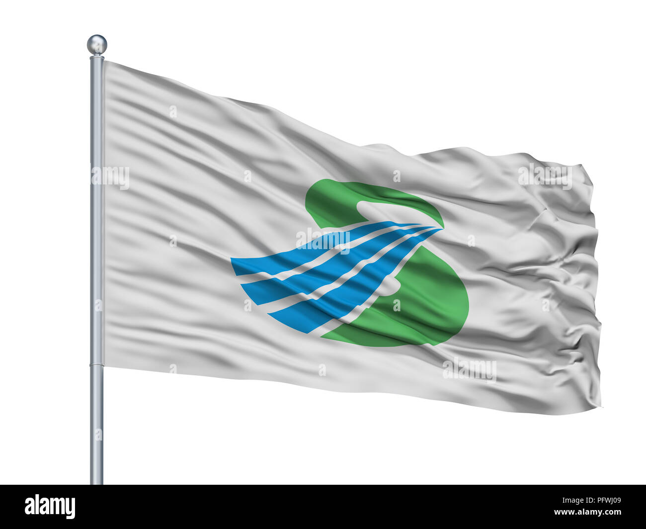 Satsumasendai City Flag On Flagpole, Japan, Kagoshima Prefecture ...