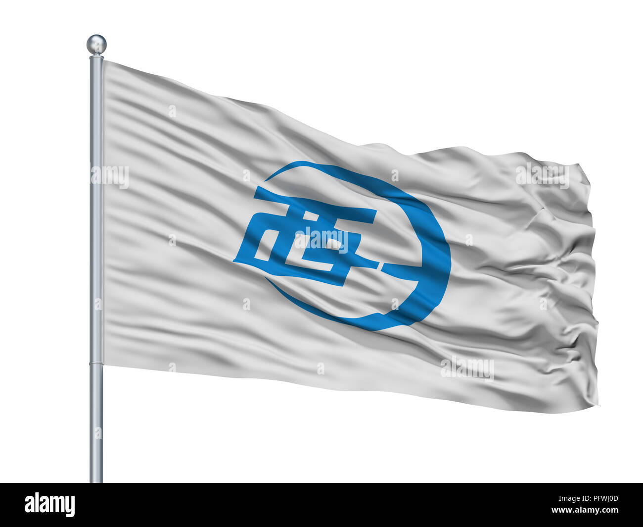 Seiyo City Flag On Flagpole, Japan, Ehime Prefecture, Isolated On White ...