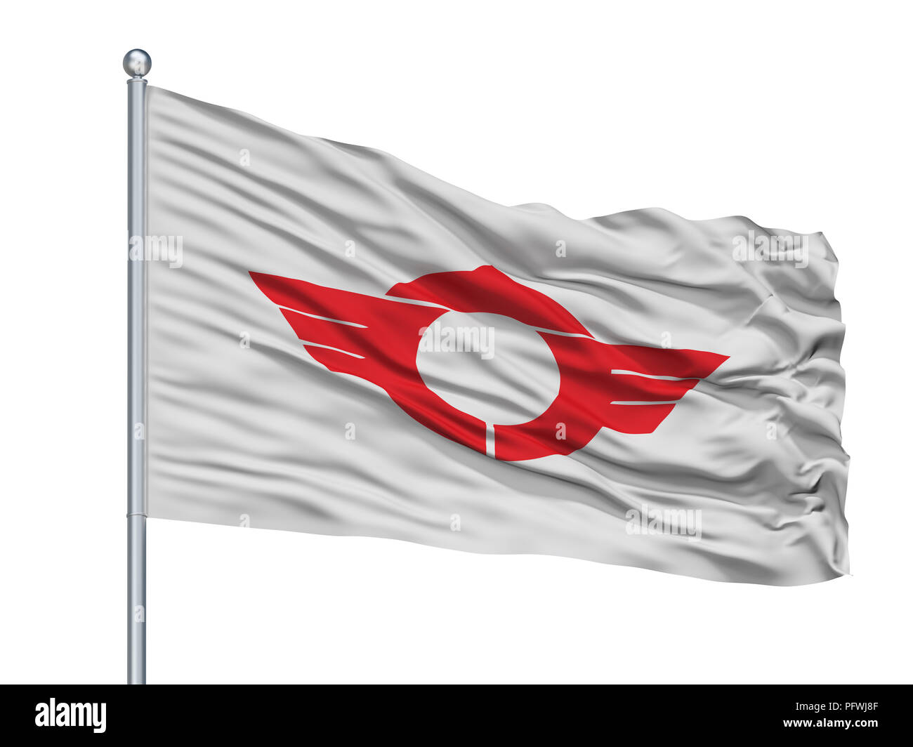 Toba City Flag On Flagpole, Japan, Mie Prefecture, Isolated On White ...