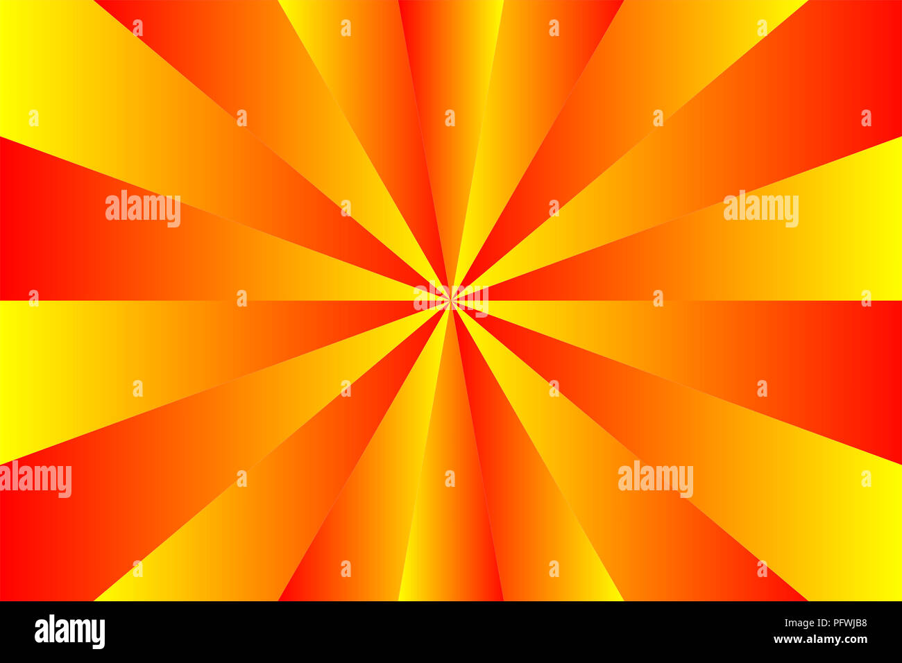 Abstract sunburst pattern, gradient red and yellow ray colors ...