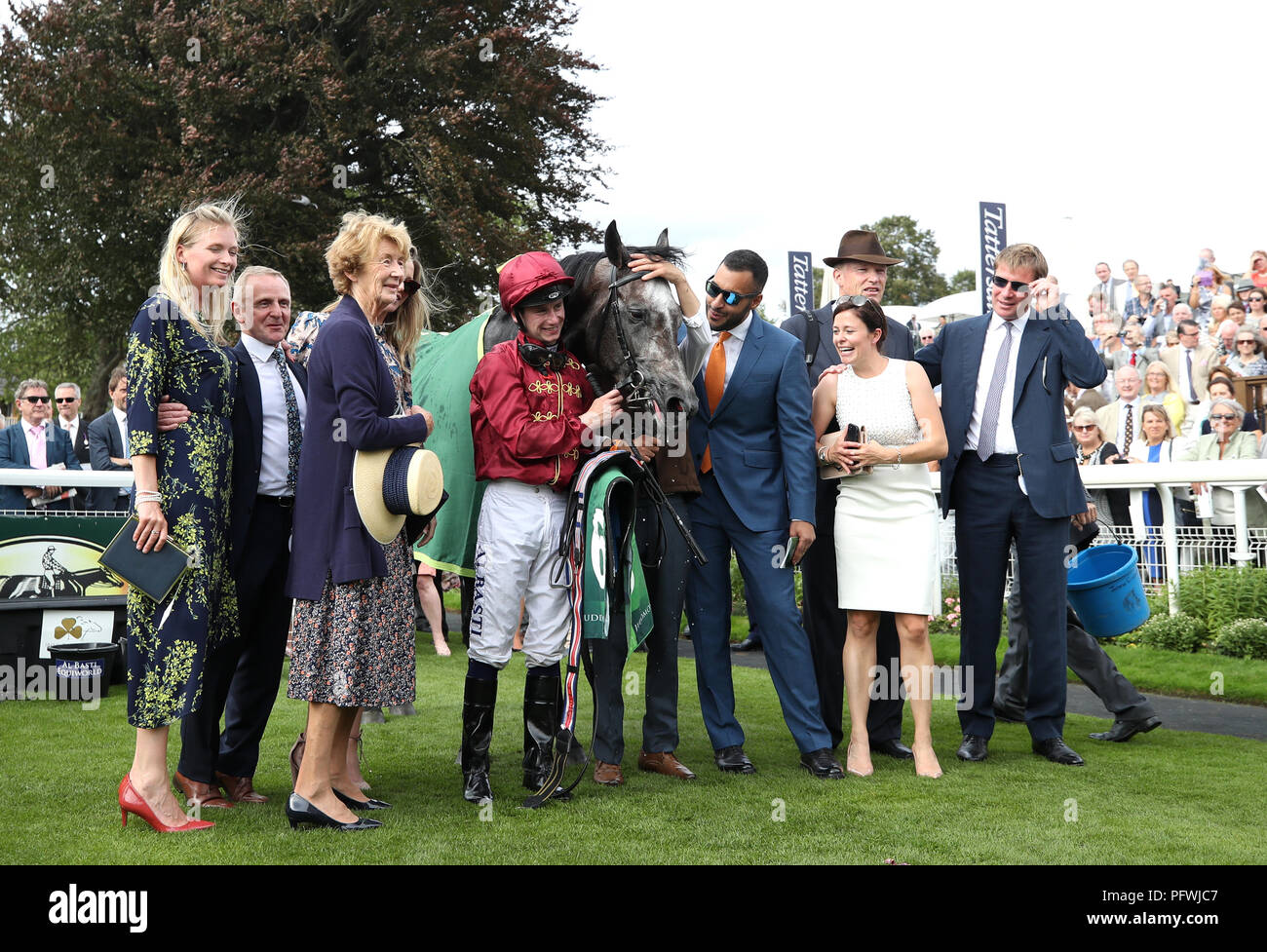 Oisin Murphy celebrates with Roaring Lion and trainer John Gosden in ...