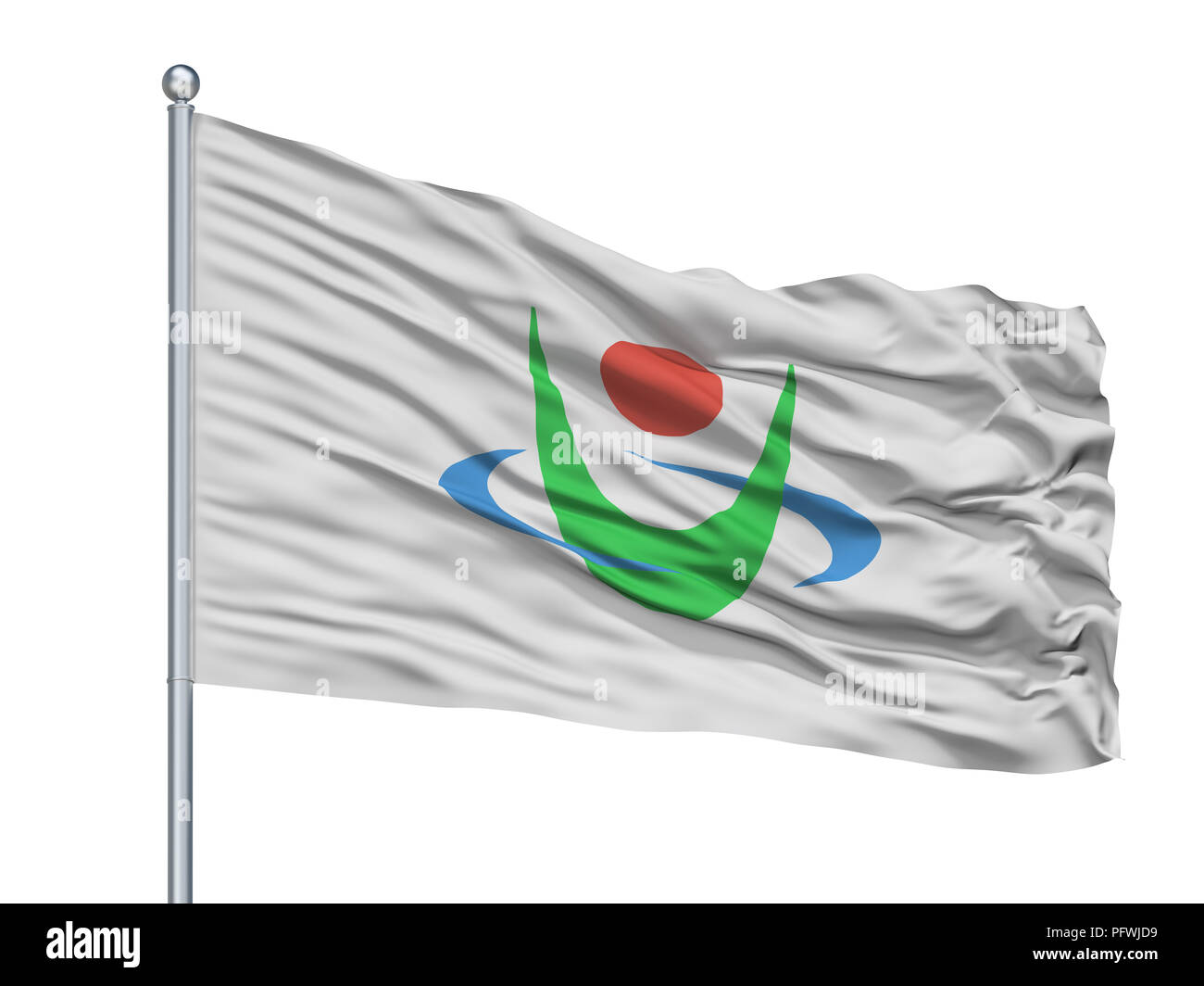 Uwajima City Flag On Flagpole, Japan, Ehime Prefecture, Isolated On ...