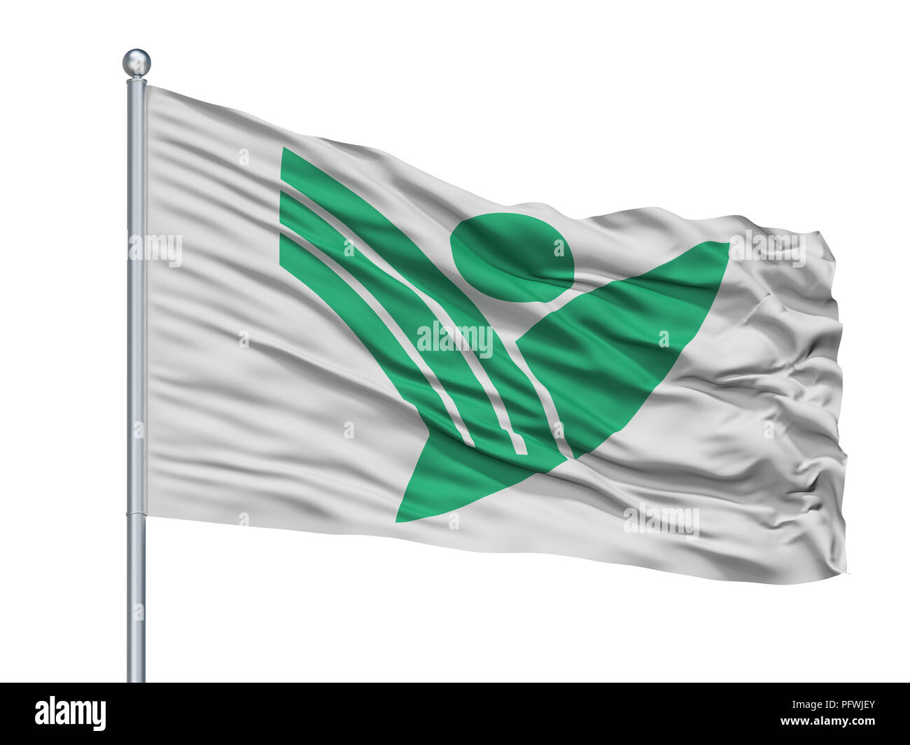 Yanagawa City Flag On Flagpole, Japan, Fukuoka Prefecture, Isolated On ...