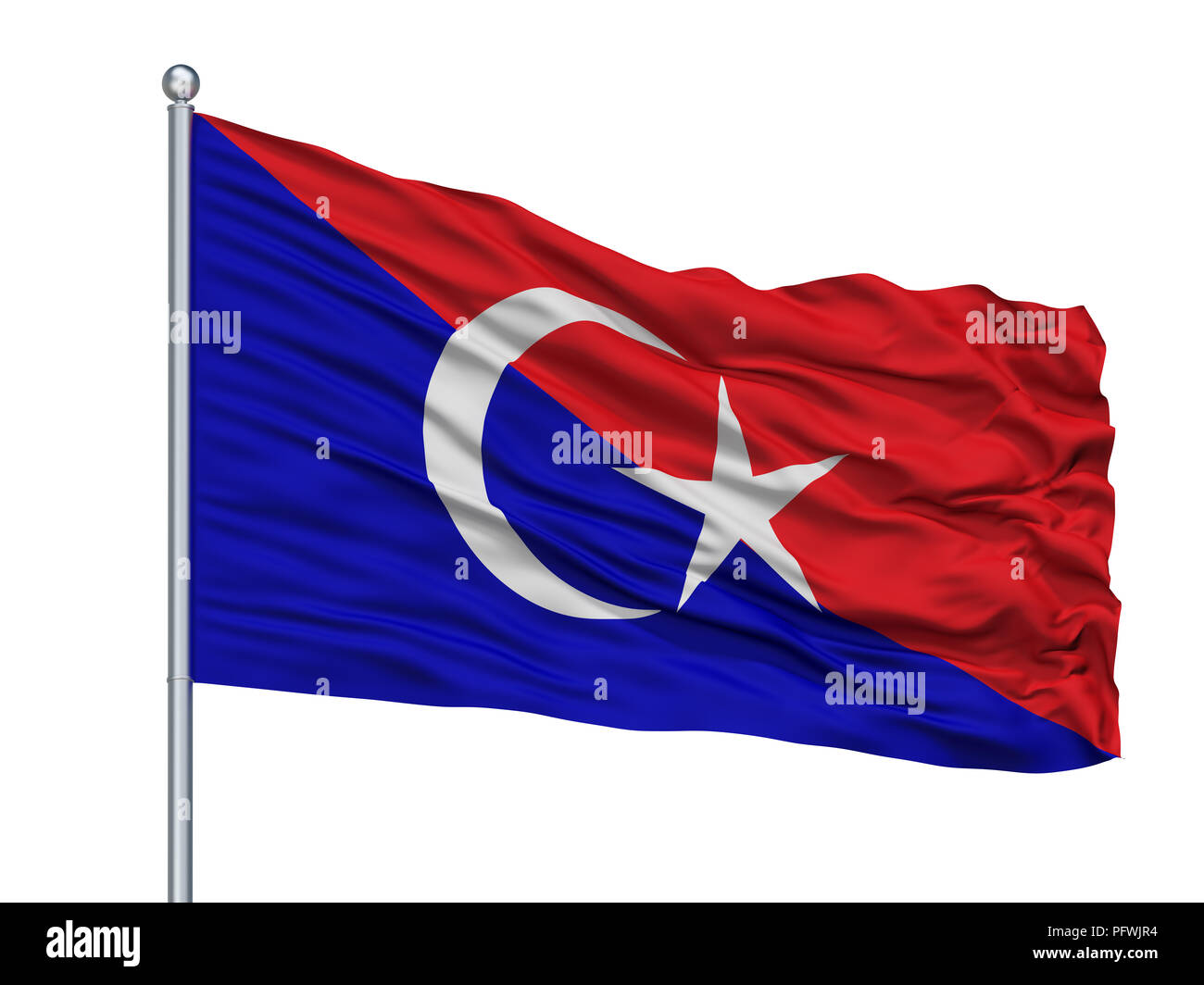 Struga Municipality City Flag On Flagpole, Macedonia, Isolated On White ...