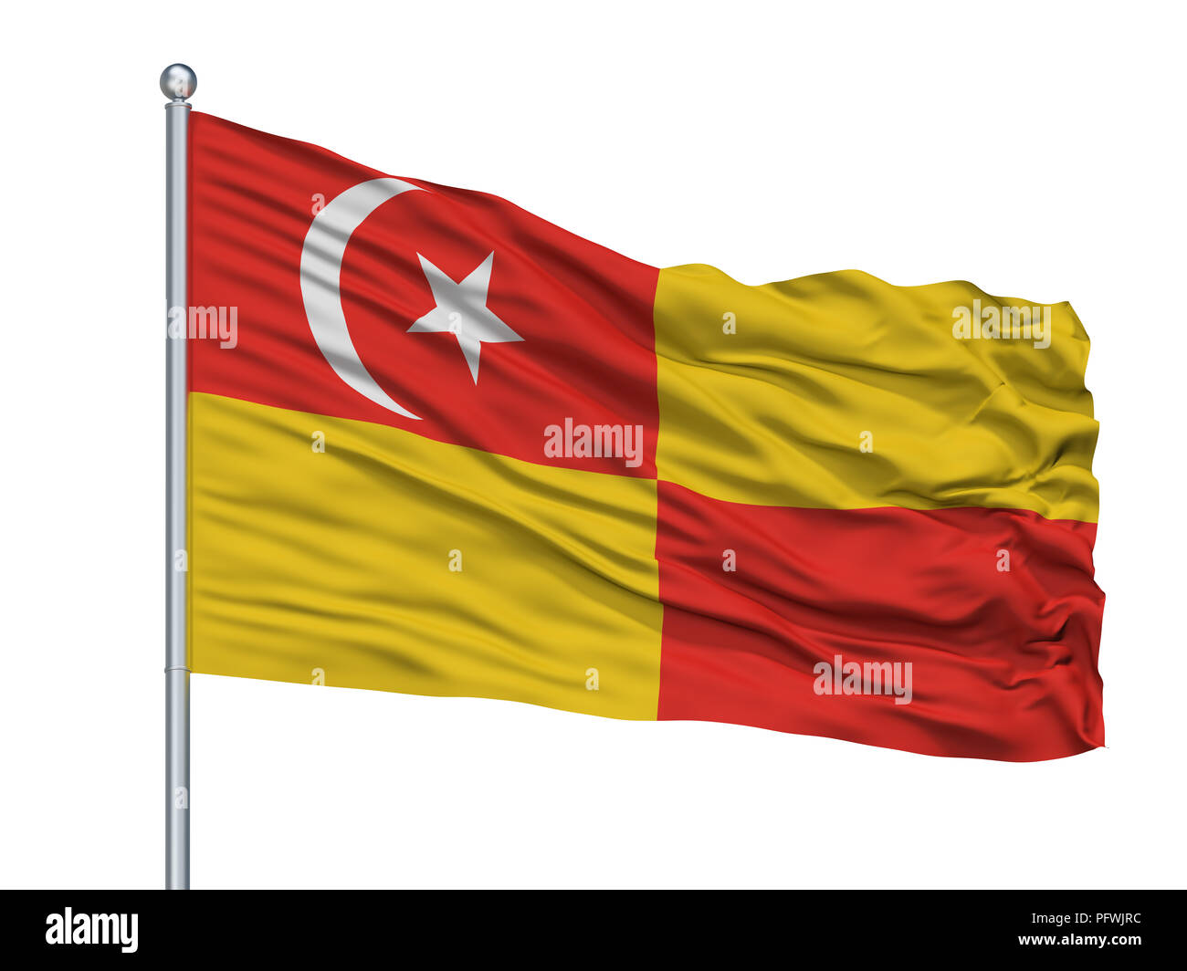 Veles Municipality City Flag On Flagpole, Macedonia, Isolated On White ...