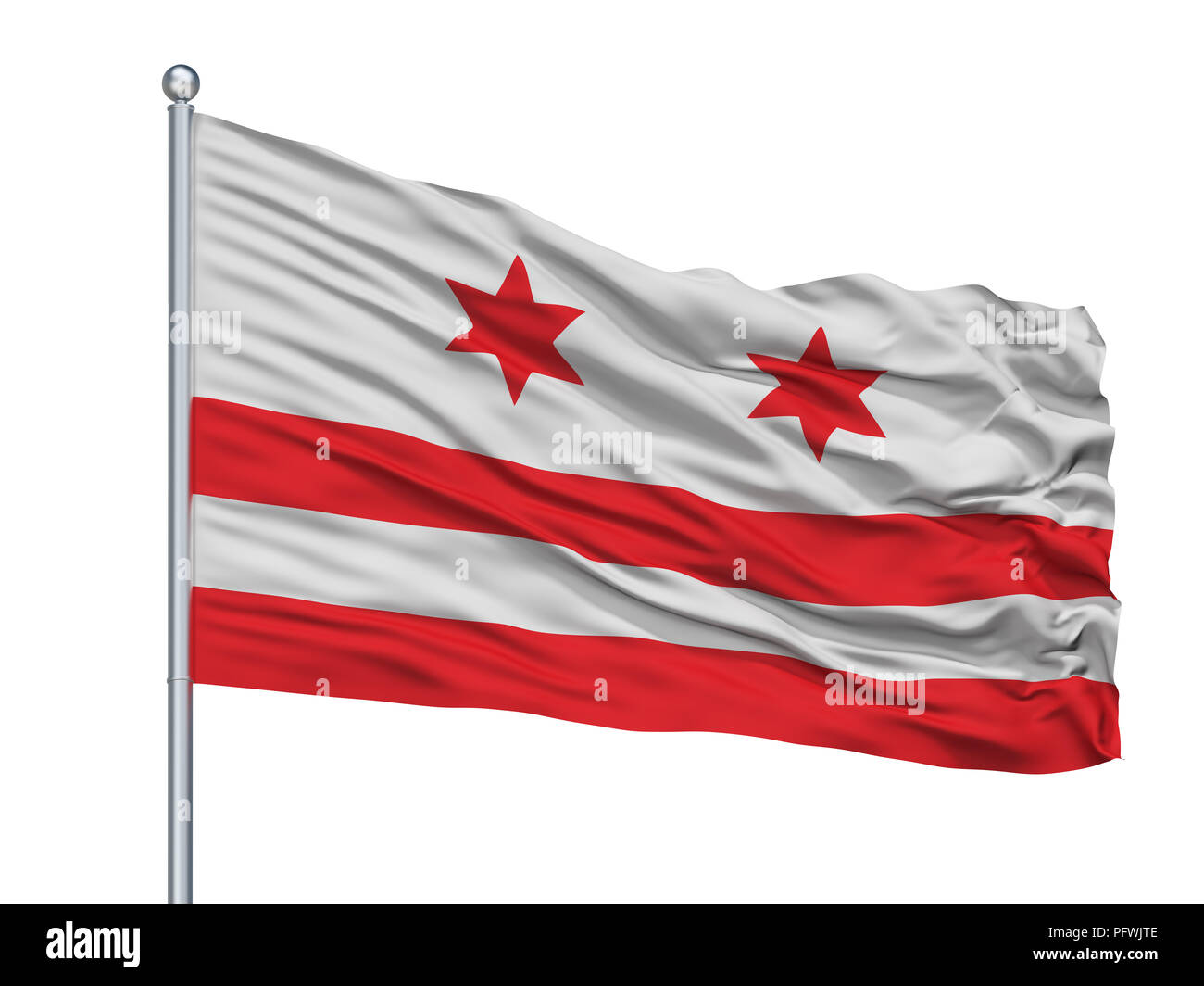 Valletta City Flag On Flagpole, Malta, Isolated On White Background ...