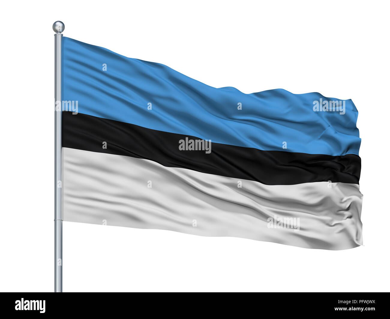 Edine City Flag On Flagpole, Moldova, Isolated On White Background ...