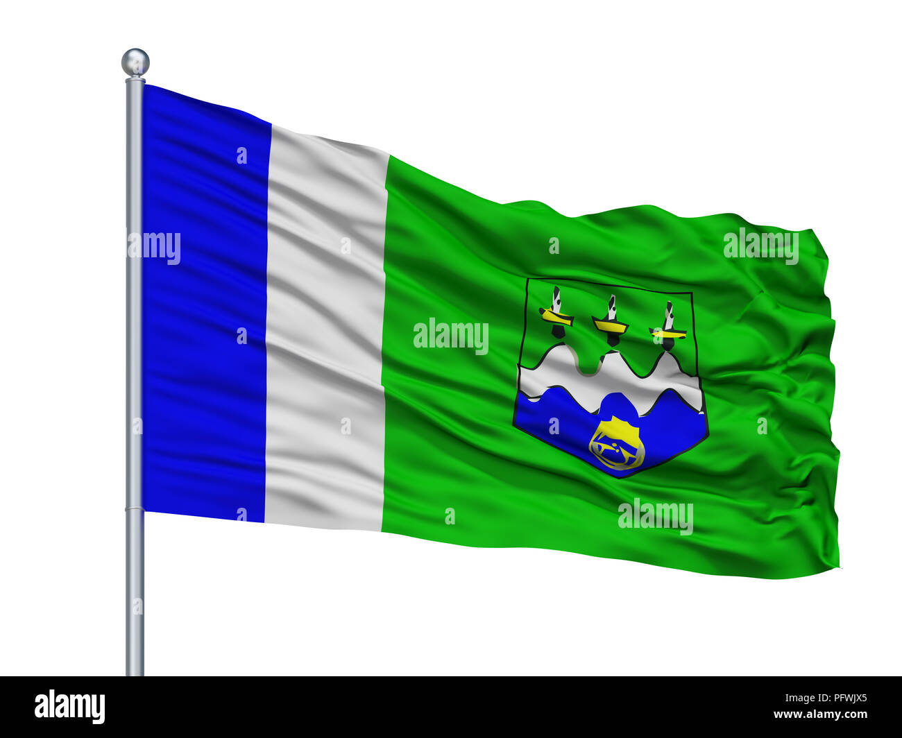 Orhei City Flag On Flagpole, Moldova, Isolated On White Background ...