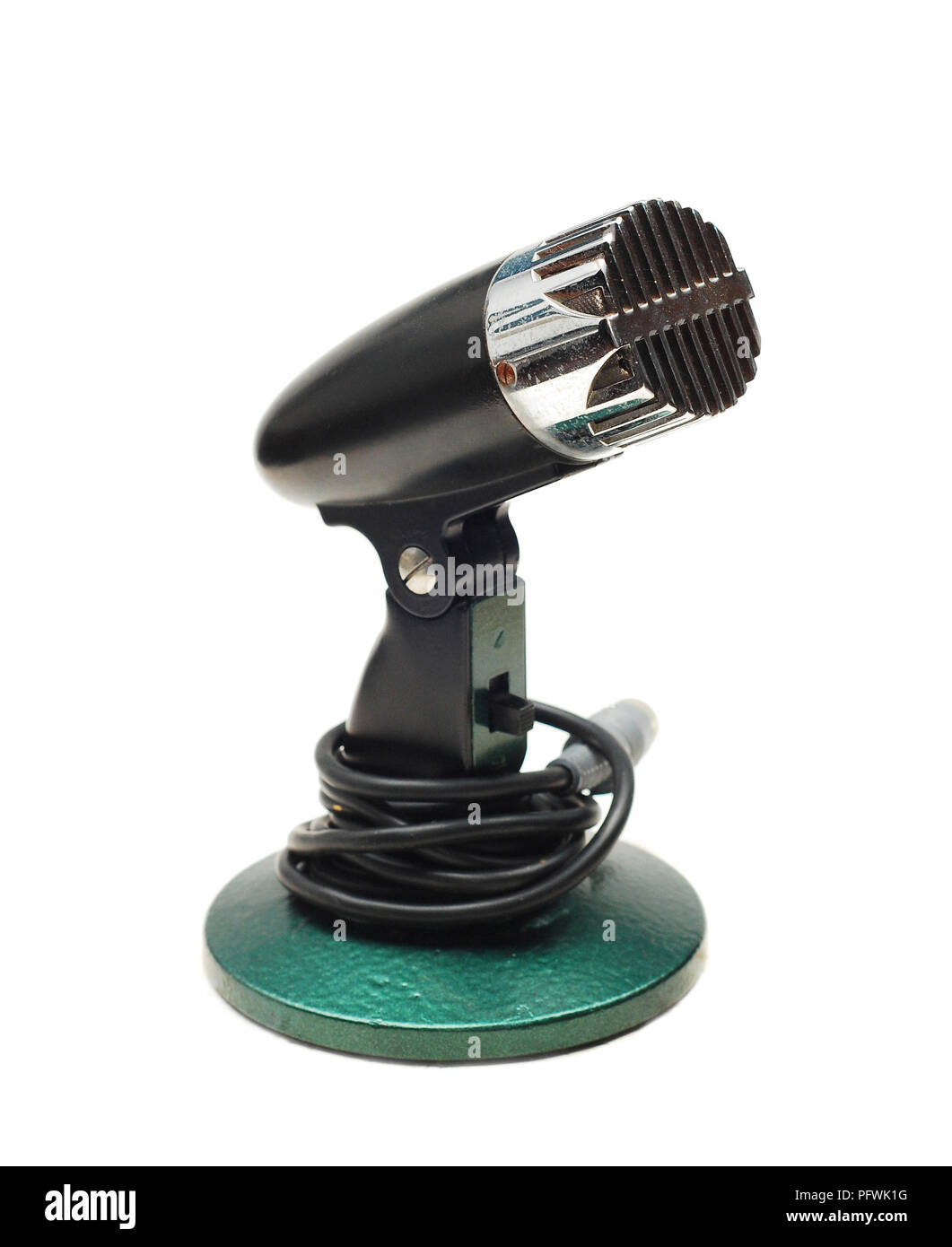 vintage studio microphone isolated on white Stock Photo - Alamy
