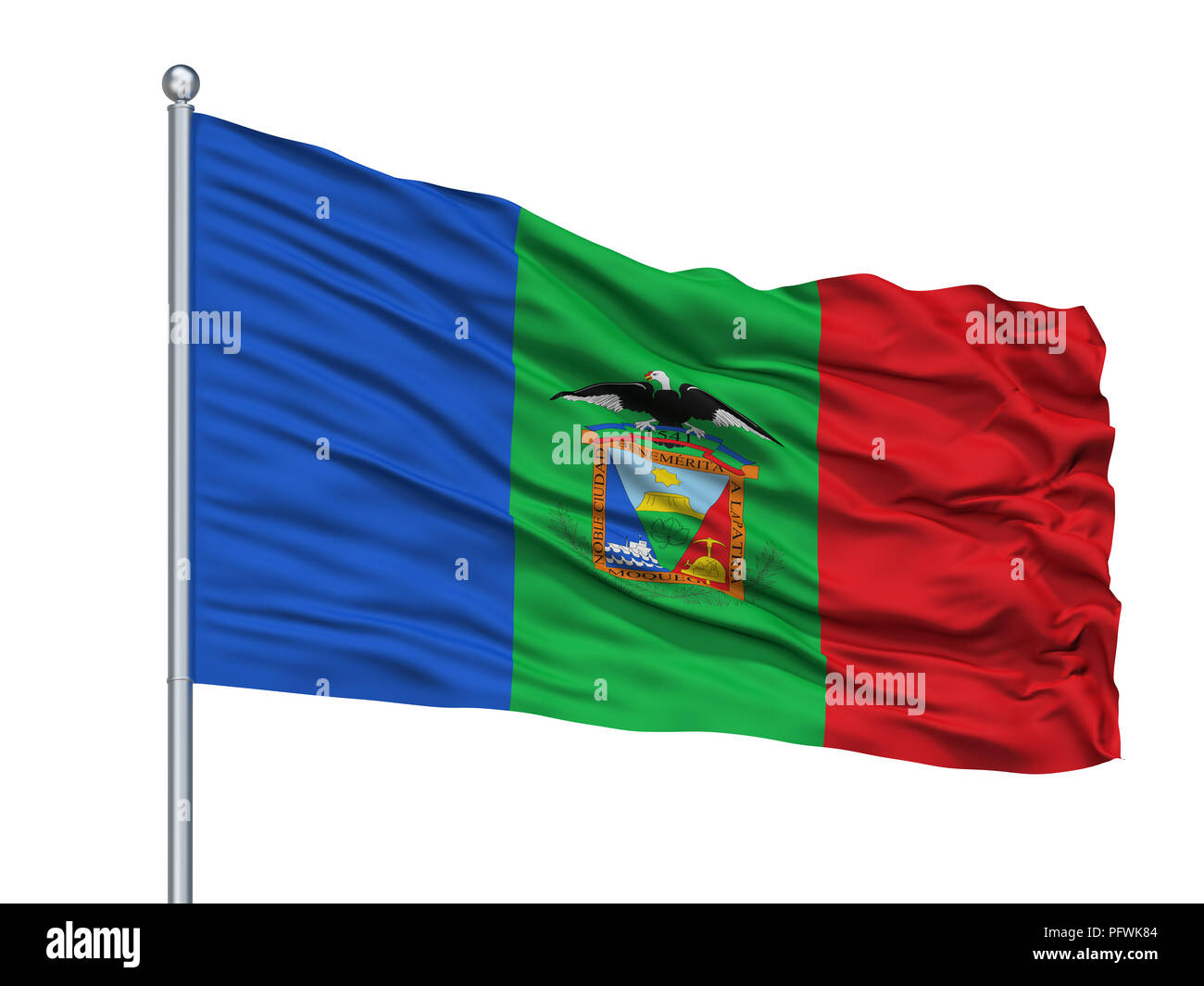 Chulucanas City Flag On Flagpole, Peru, Isolated On White Background ...