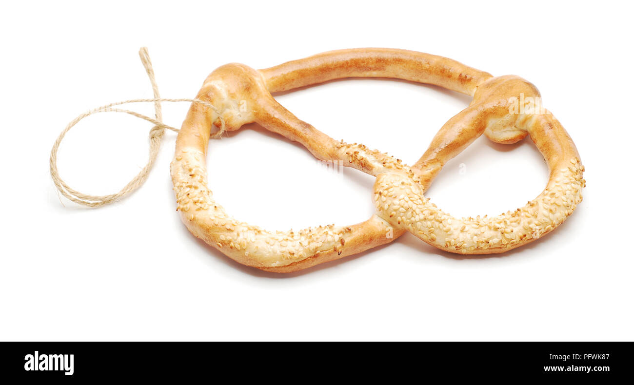 pretzel with string isolated on white Stock Photo - Alamy