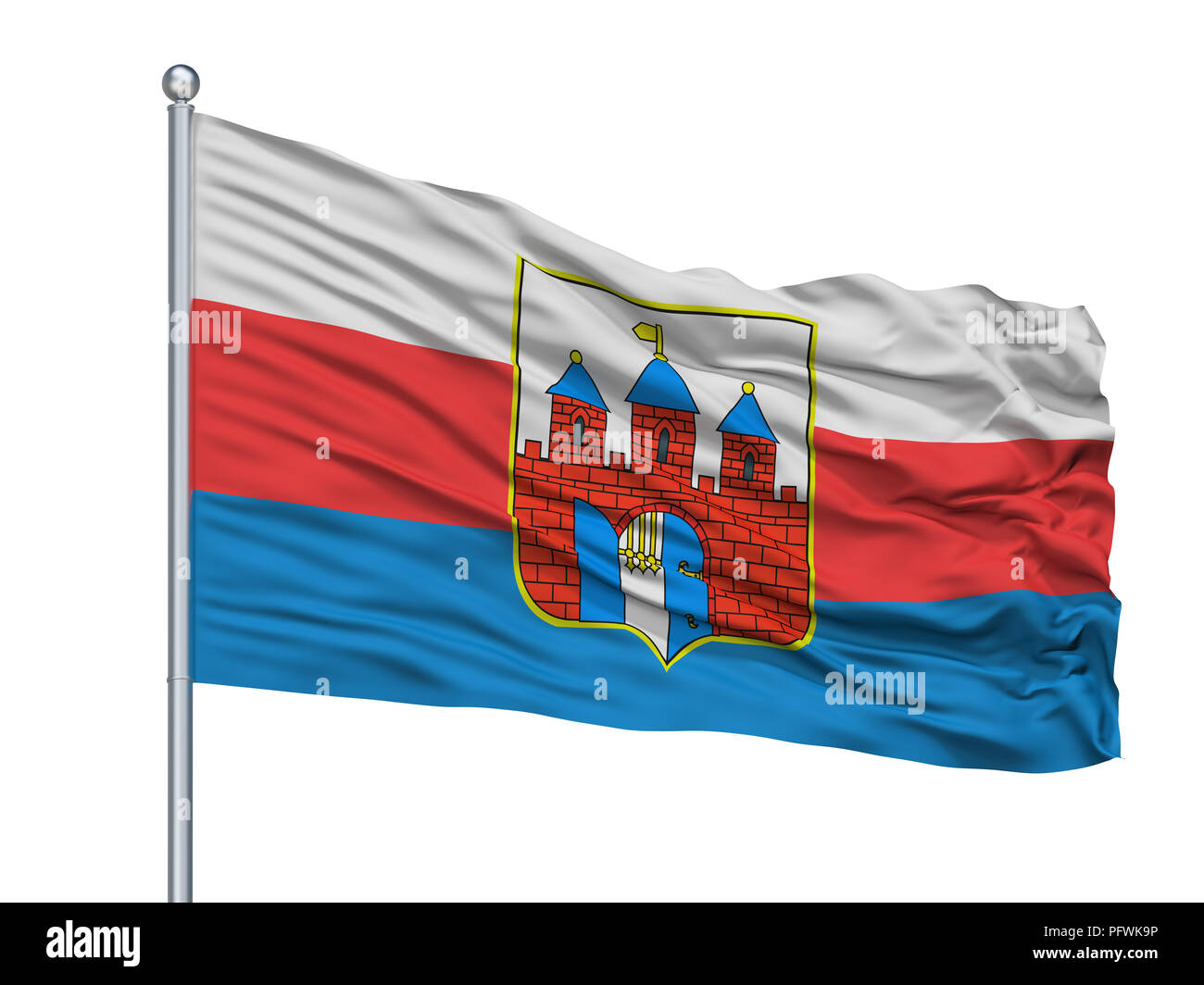 Cavite City Flag On Flagpole, Philippines, Isolated On White Background ...