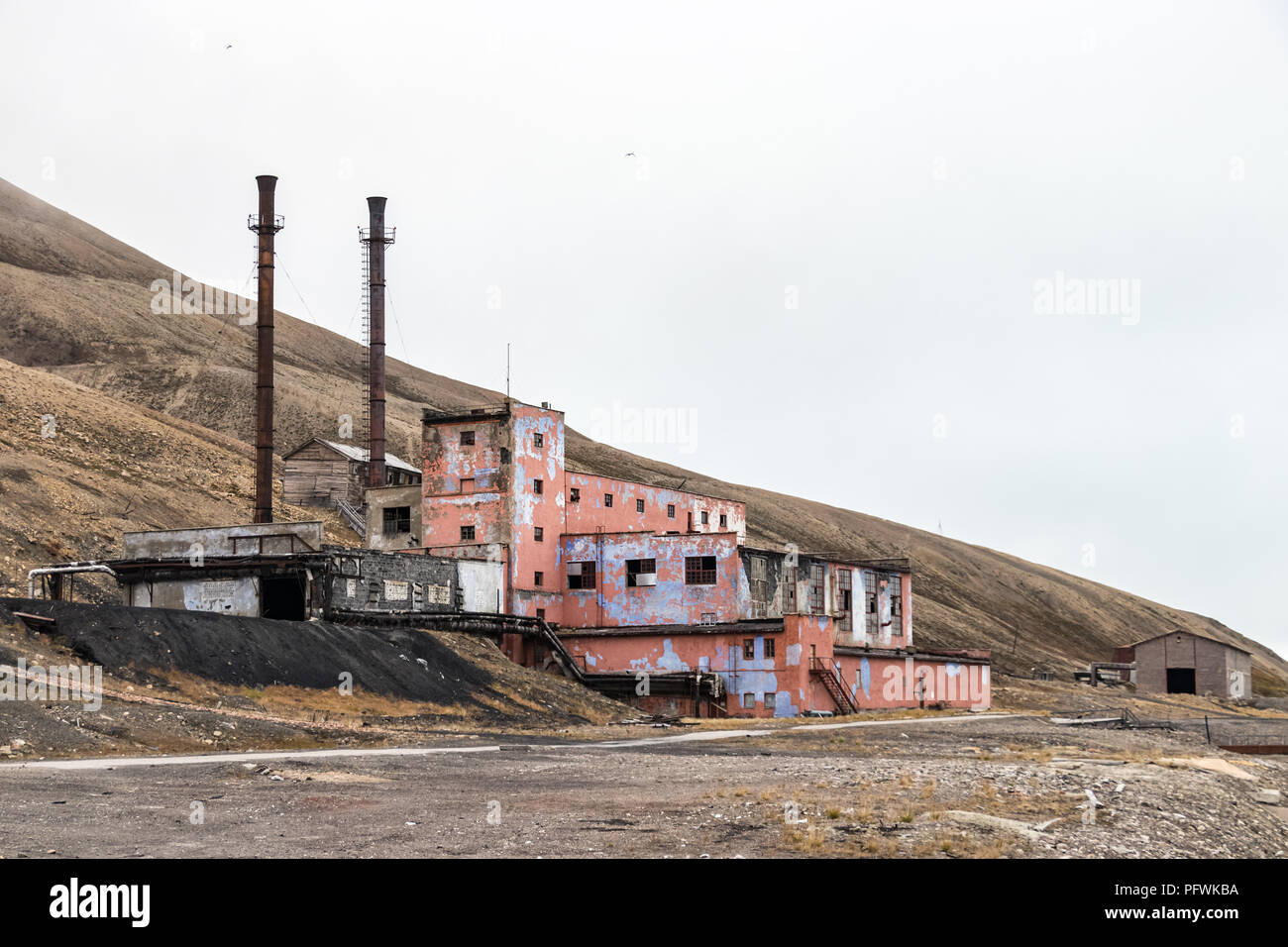Longyearbyen, Svalbard, Norway - August 14th, 2018: Abandoned power ...