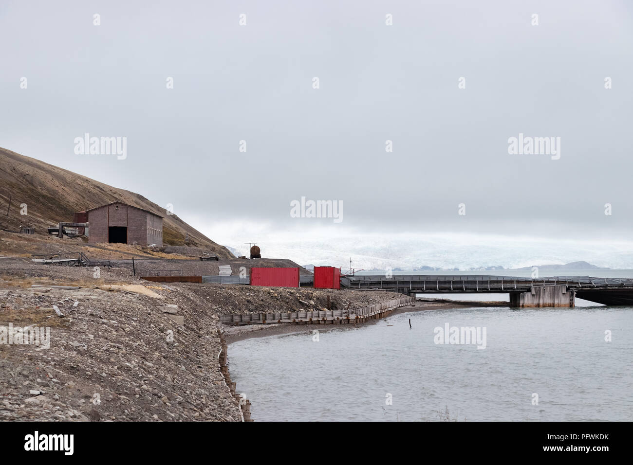 Longyearbyen, Svalbard, Norway - August 14th, 2018: Abandoned pier at ...