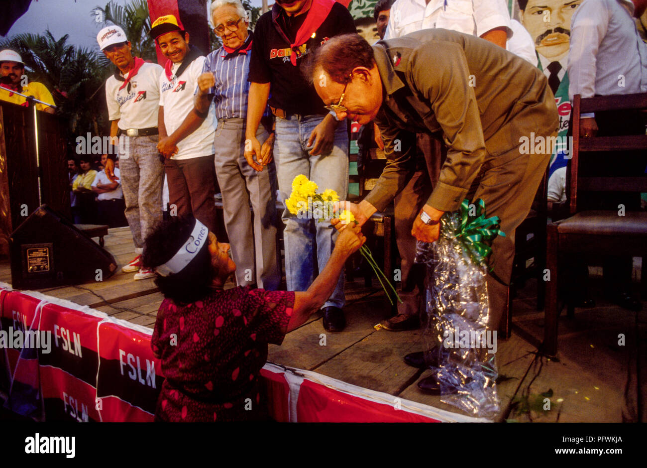 Nicaragua election 1996 - Sandinista FSLN leadership Tomas Borge at a ...
