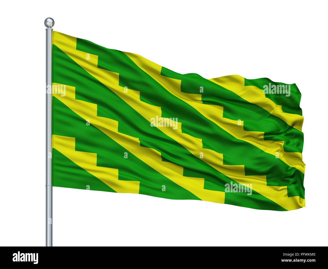 Coamo City Flag On Flagpole, Puerto Rico, Isolated On White Background ...