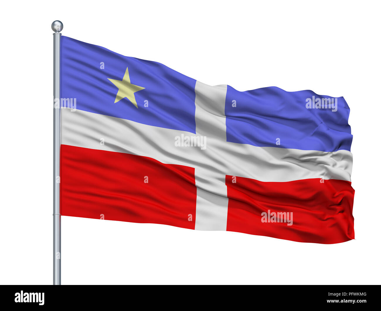 Guayanilla City Flag On Flagpole, Puerto Rico, Isolated On White ...
