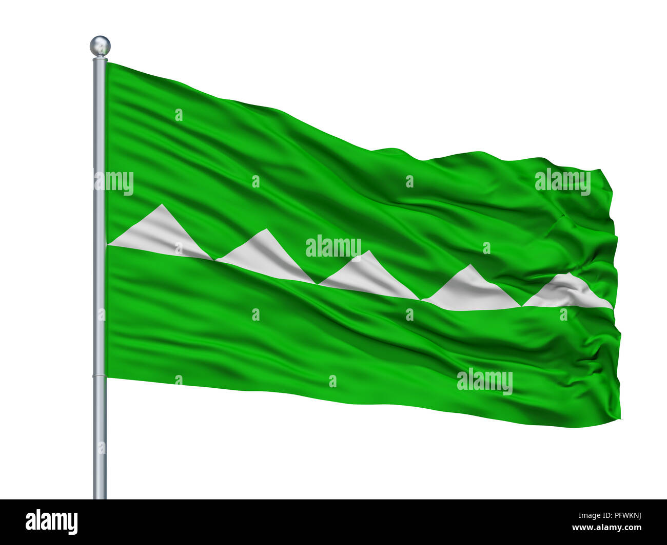 Manati City Flag On Flagpole, Puerto Rico, Isolated On White Background ...