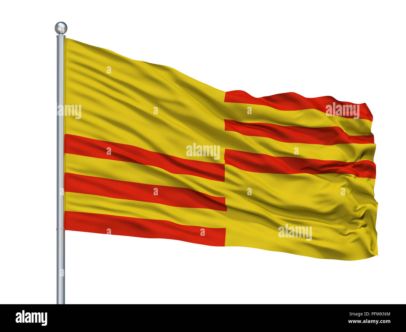 Maricao City Flag On Flagpole, Puerto Rico, Isolated On White ...