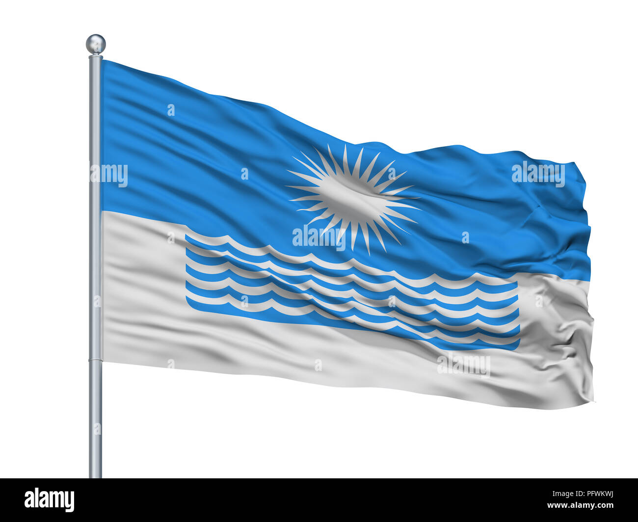 Chelyabinsk City Flag On Flagpole, Russia, Isolated On White Background ...