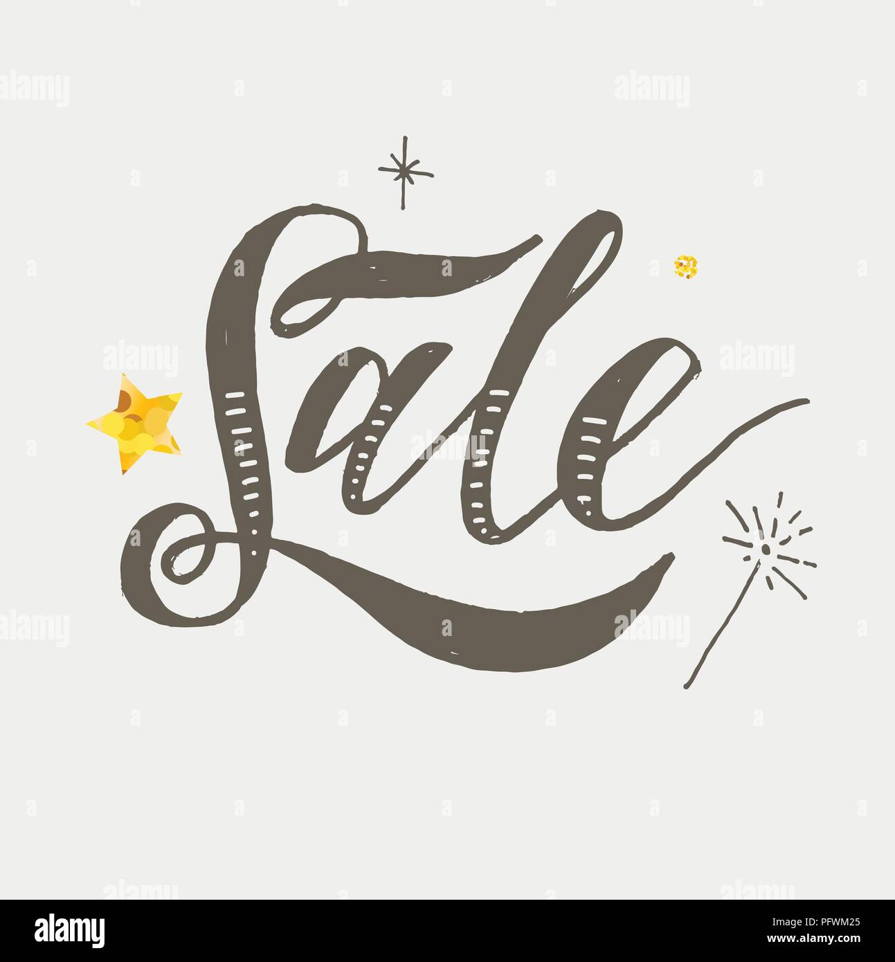Sale lettering Calligraphy Brush Text Holiday Vector Illustration Stock ...