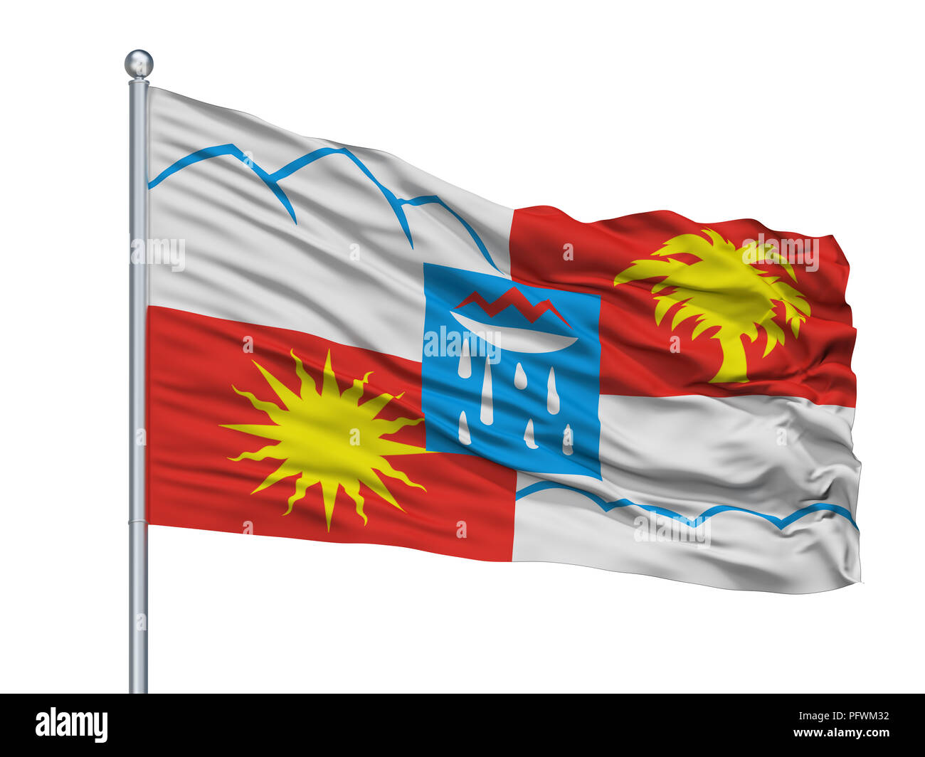 Samara City Flag On Flagpole, Russia, Isolated On White Background ...