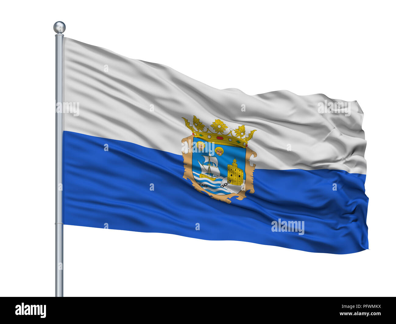 Marbella City Flag On Flagpole, Spain, Isolated On White Background ...