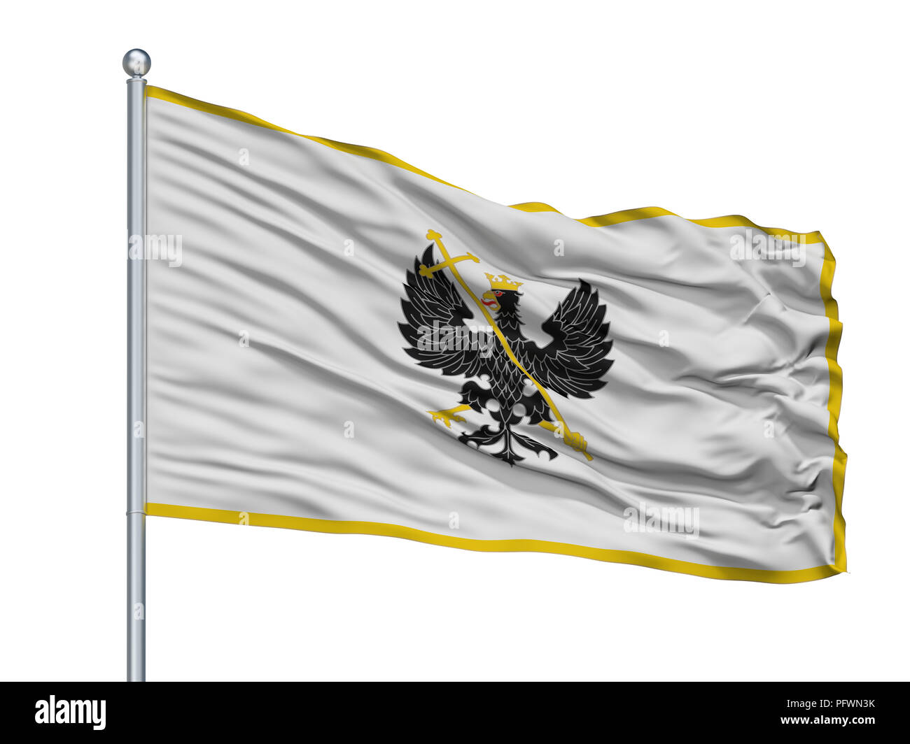 Sousse City Flag On Flagpole, Tunisia, Isolated On White Background ...