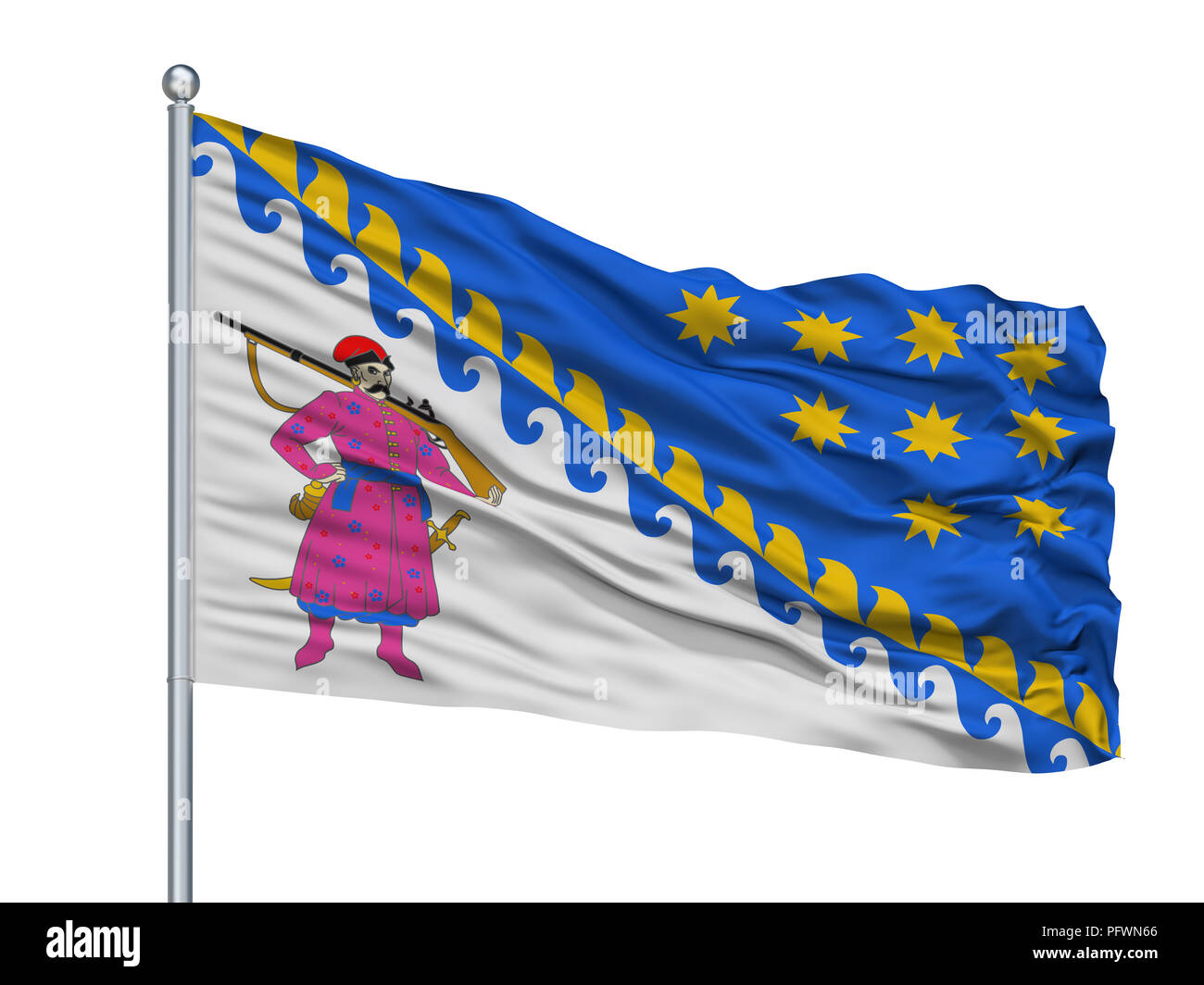 Edinburgh City Flag On Flagpole, Uk, Isolated On White Background Stock ...