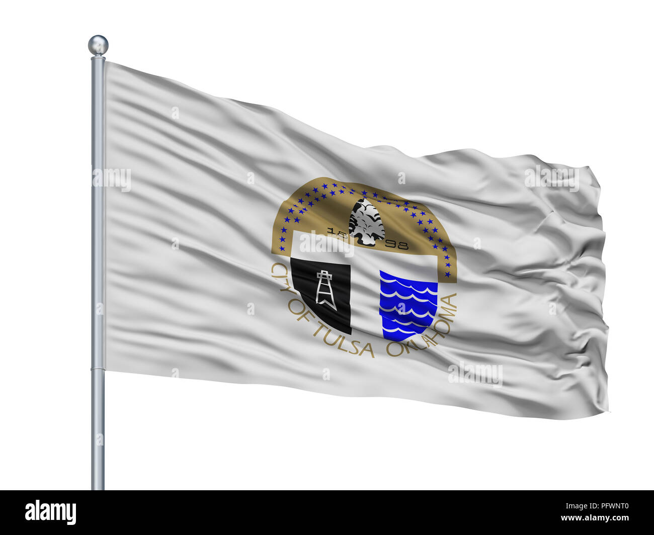 Sharjah City Flag On Flagpole, United Arab Emirates, Isolated On White ...