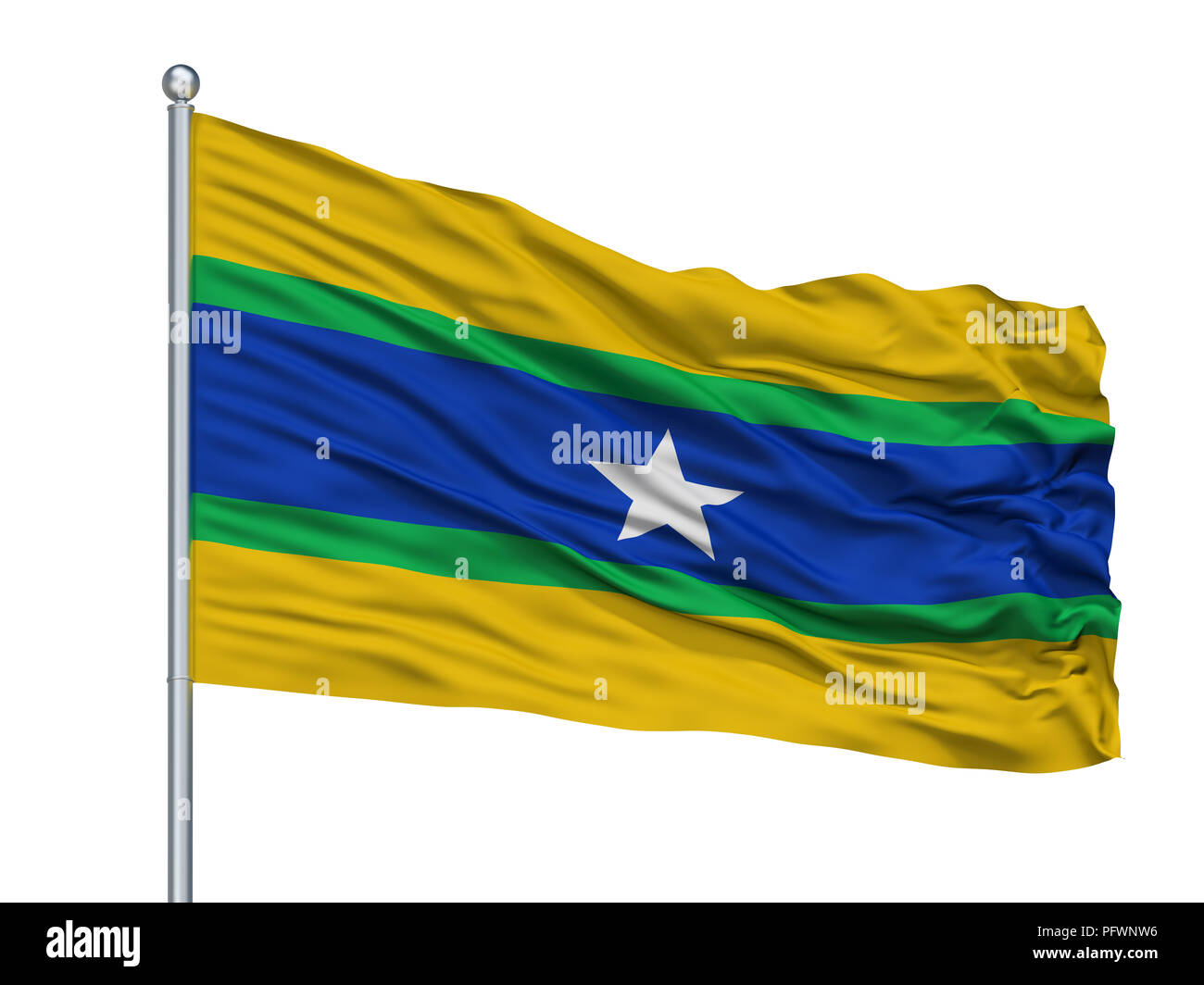 Cordoba City Flag On Flagpole, Venezuela, Isolated On White Background ...