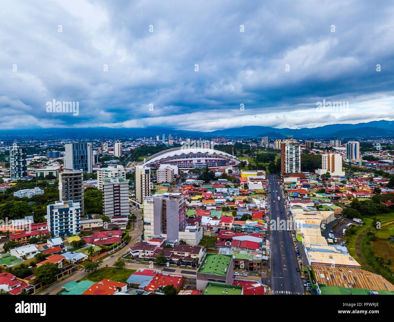 Beautiful aerial view of the city of San Jose Costa Rica Stock Photo ...