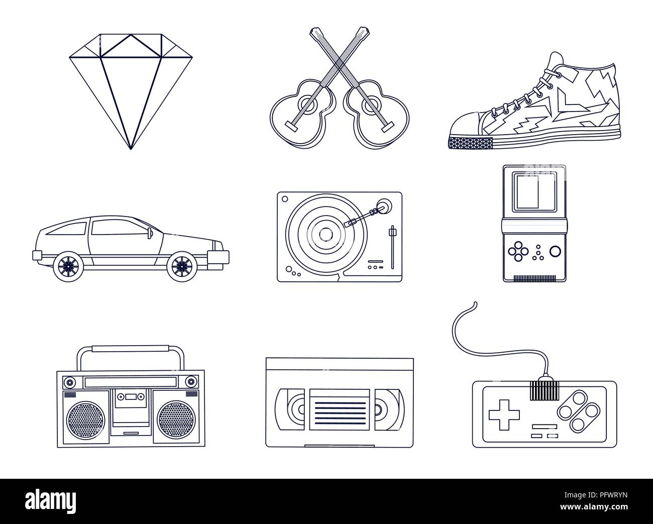 Retro radio neon style Cut Out Stock Images & Pictures - Alamy