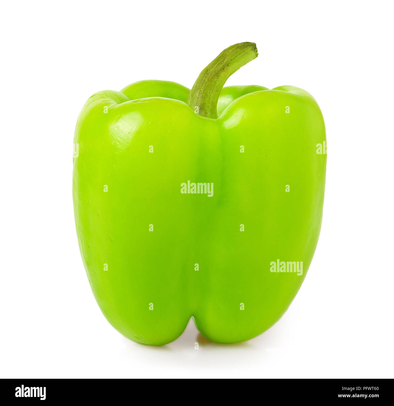 fresh green bell pepper on a white background Stock Photo - Alamy