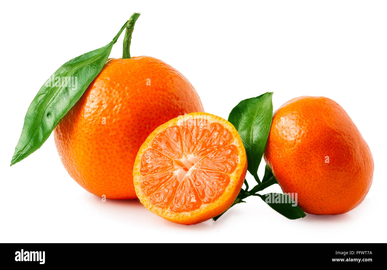Two ripe tangerines isolated on white background Stock Photo - Alamy