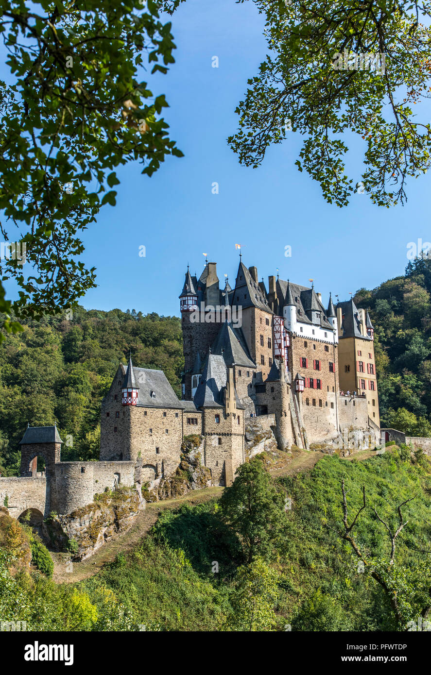 The castle Eltz, near Wierschem, in Rhineland-Pflaz, Germany, in the ...