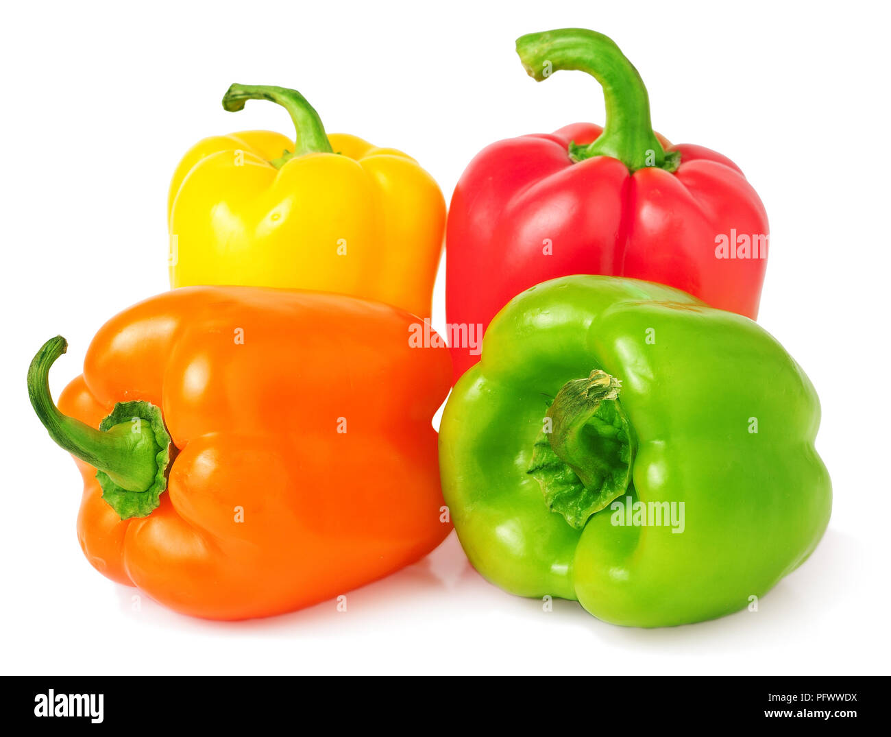 red, green, yellow and orange bell peppers isolated Stock Photo - Alamy